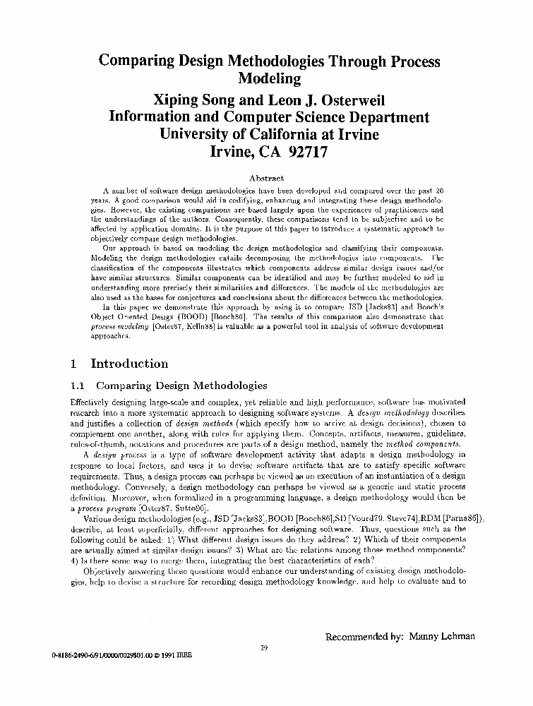 Comparing Design Methodologies Through Process Modeling Ieee