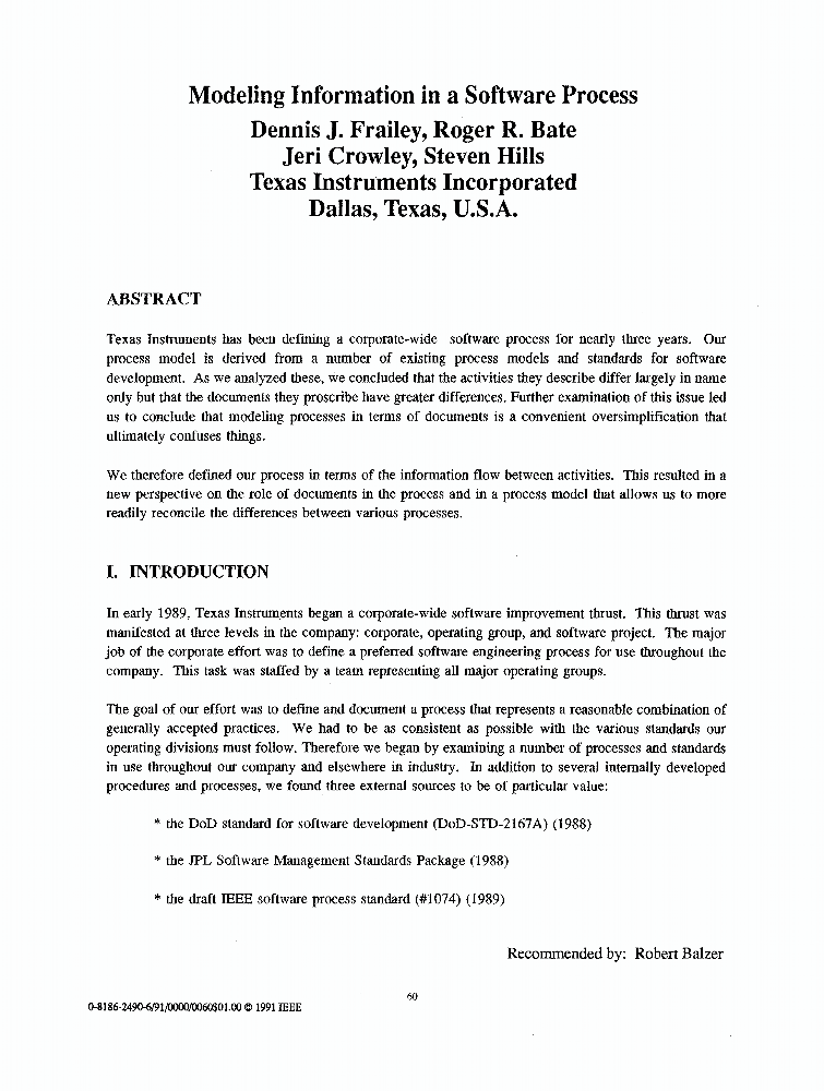 Modeling Information In A Software Process Ieee Conference Publication Ieee Xplore