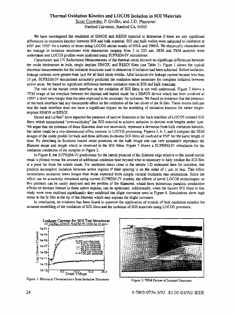 Thermal Oxidation Kinetics and Locos Isolation in Soi Materials | IEEE ...