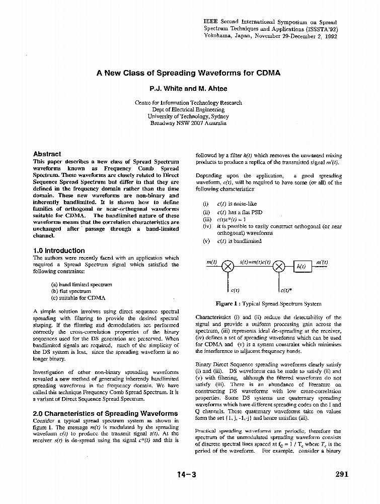 A New Class of Spreading Waveforms for Cdma | IEEE Conference Publication | IEEE Xplore