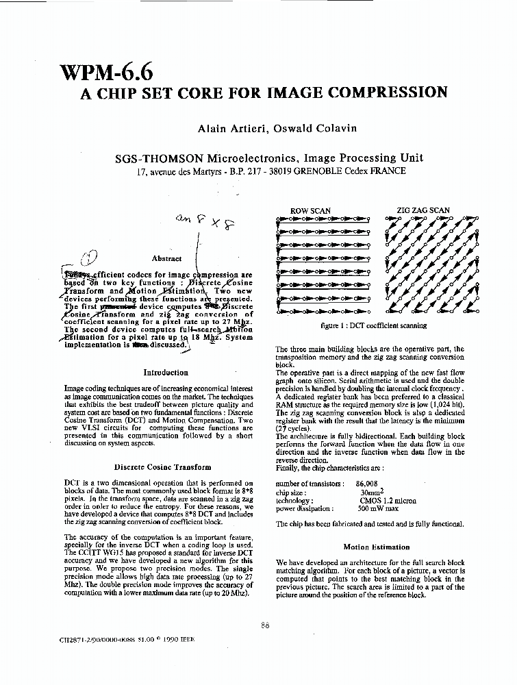 A Chip Set Core For Image Compression | IEEE Conference Publication ...