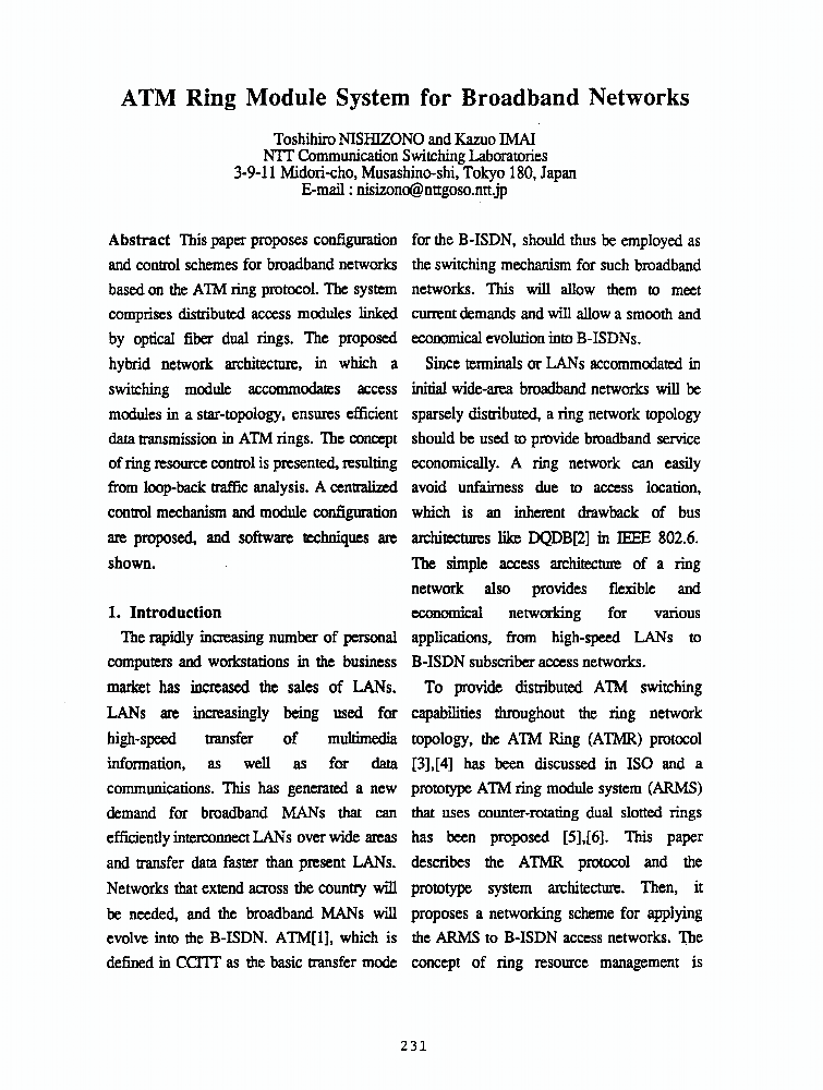 Atm Ring Module System For Broadband Networks | IEEE Conference ...