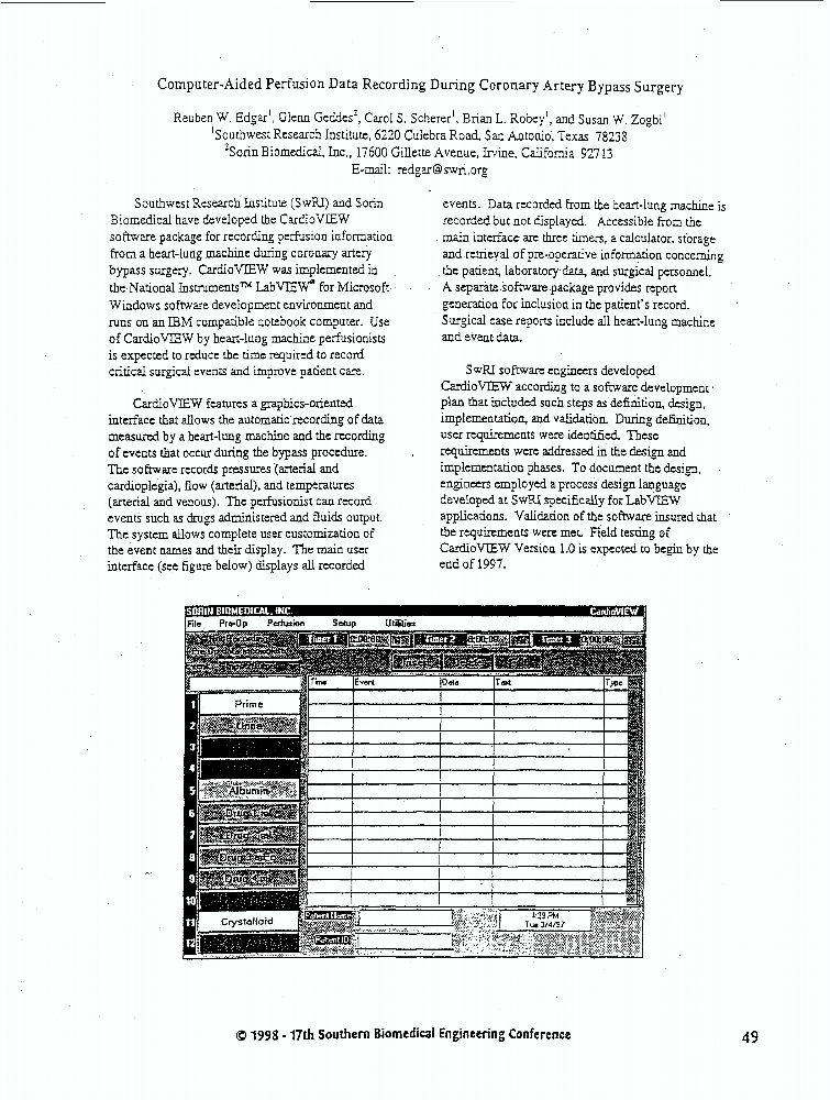 Computer-Aided Perfusion Data Recording During Coronary Artery Bypass ...