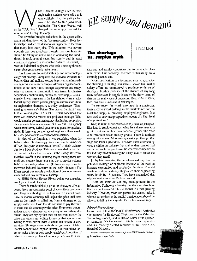EE supply and demand The shortage vs. surplus myth | IEEE Journals ...