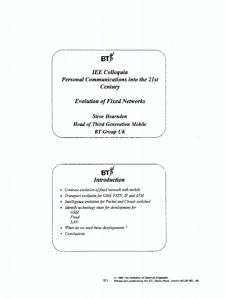 Evolution Of Fixed Networks | IET Conference Publication | IEEE Xplore