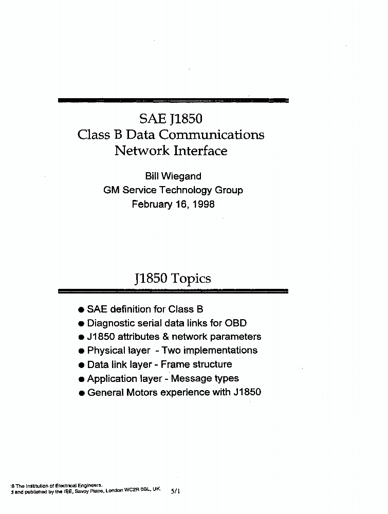 SAE J1850 Class B Data Communications Network Interface | IET ...