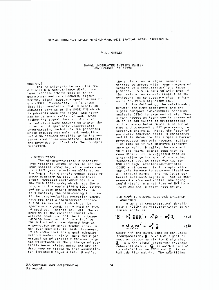 Signal Subspace Based Minimum-Variance Spatial Array Processing | IEEE Conference Publication ...