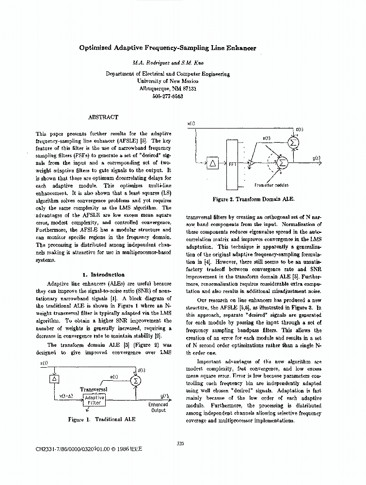Optimized Adaptive Frequency-Sampling Line Enhancer | IEEE Conference ...