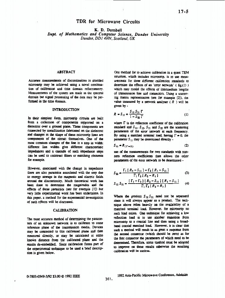 Tdr for Microwave Circuits | IEEE Conference Publication | IEEE Xplore