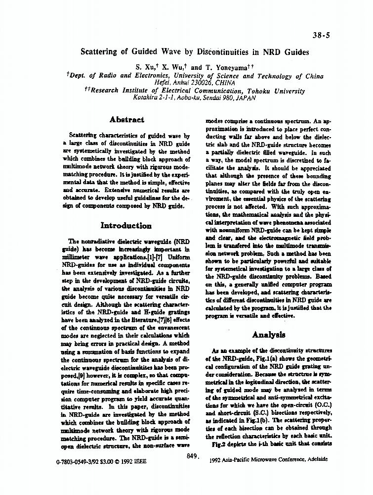 Scattering of Guided Wave by Discontinuities in Nrd Guides | IEEE ...
