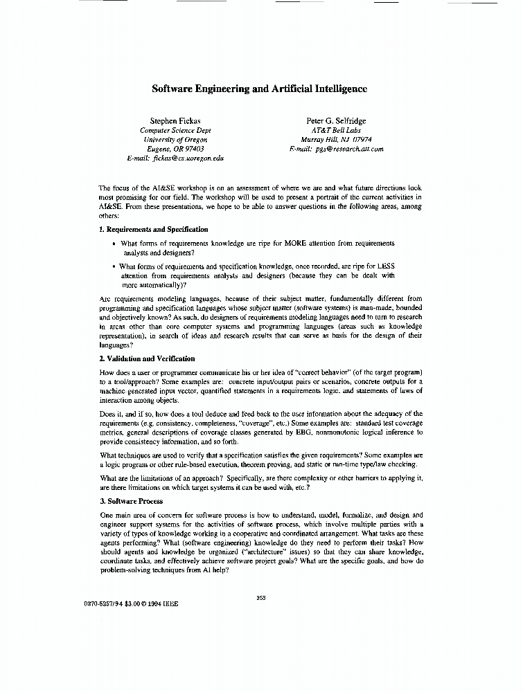 Software engineering and artificial intelligence | IEEE Conference ...