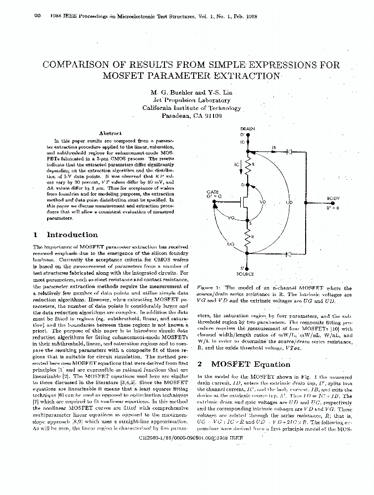 Comparison Of Results From Simple Expressions For MOSFET Parameter Extraction | IEEE Conference ...