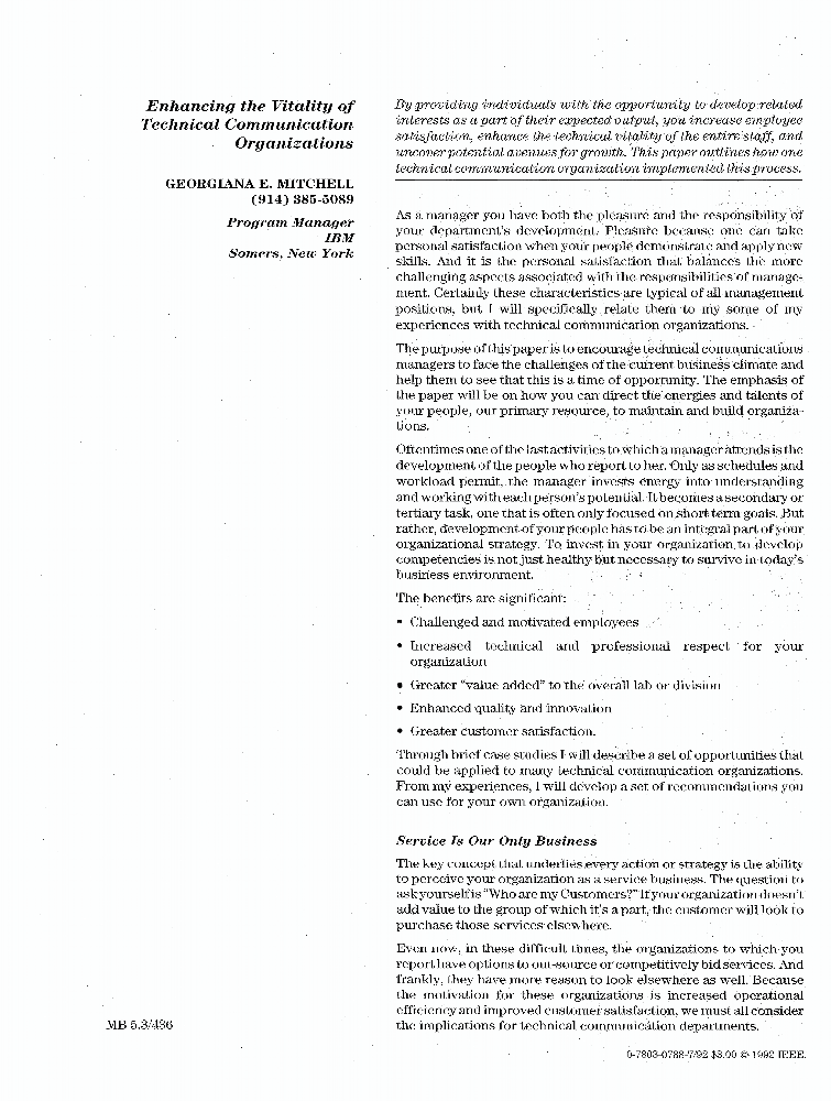 Enhancing the Vitality of Technical Communication Organizations | IEEE ...