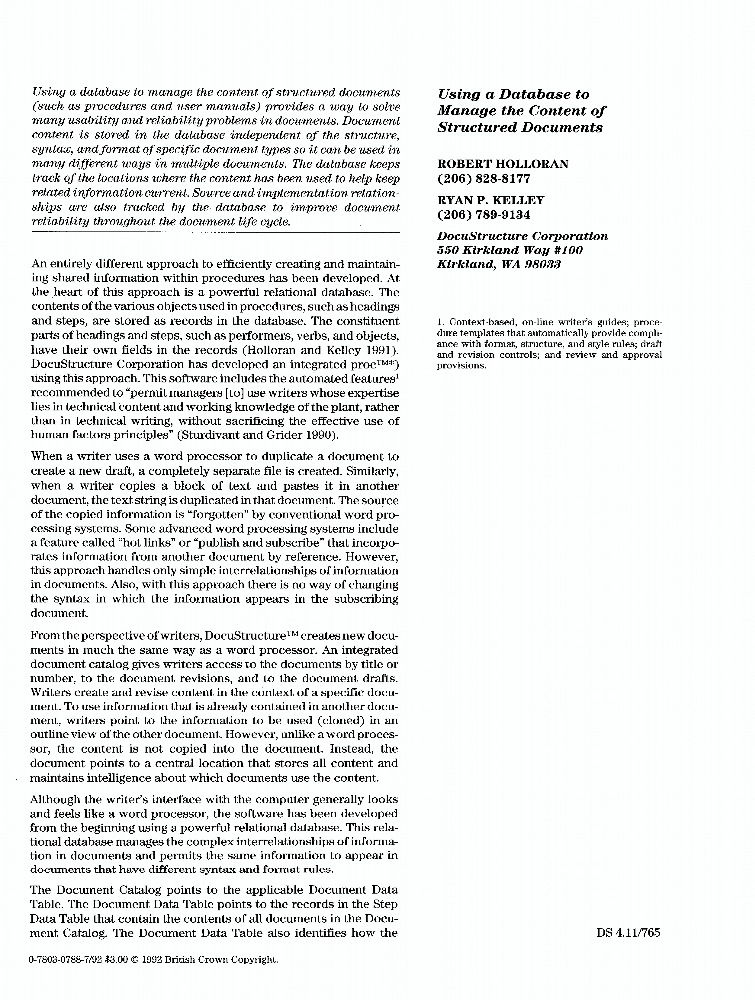 Using a Database to Manage the Content of Structured Documents | IEEE ...