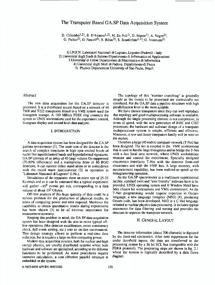 The Transputer Based GA.SP Data Acquisition System | IEEE Conference Publication | IEEE Xplore