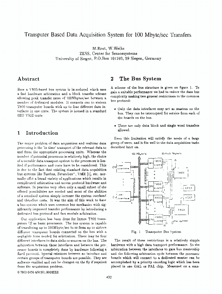 Transputer Based Data Acquisition System for 100 Mbyte/sec Transfers | IEEE Conference ...