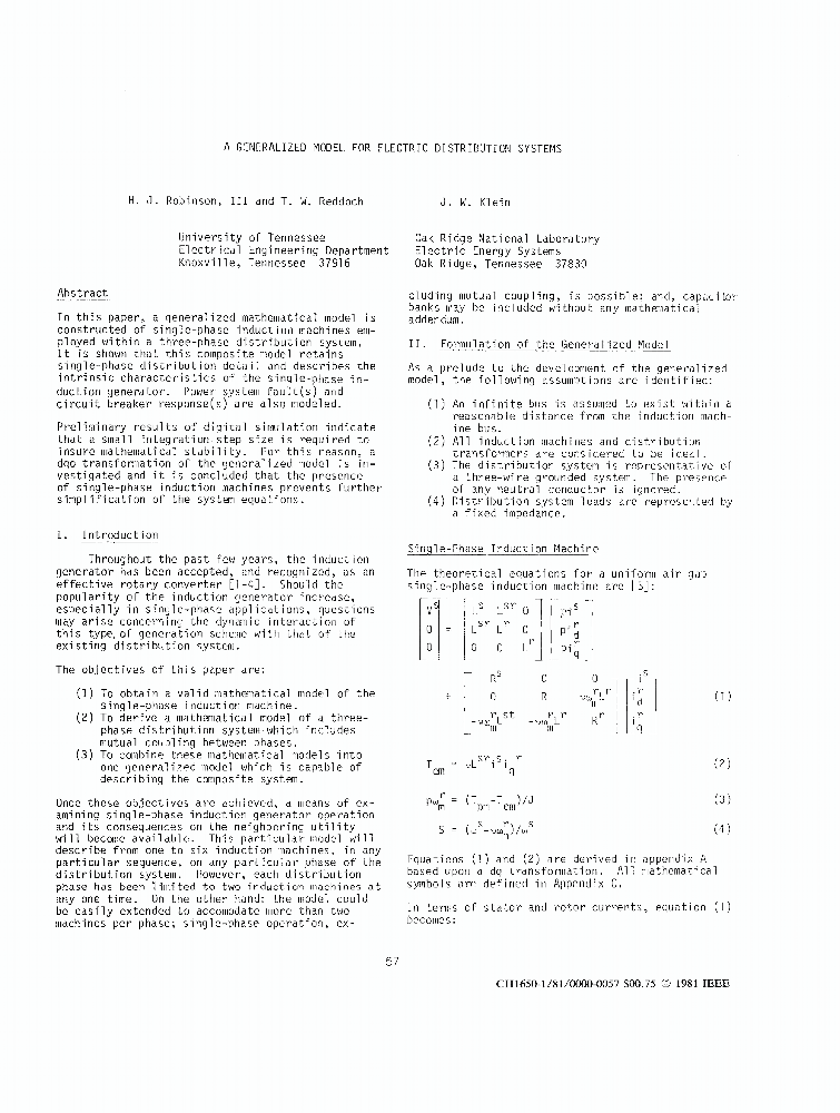 A Generalized Model For Electric Distribution Systems Ieee Conference Publication Ieee Xplore