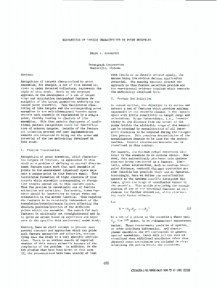 Recognition Of Targets Characterized By Point Ensembles | IEEE Conference Publication | IEEE Xplore