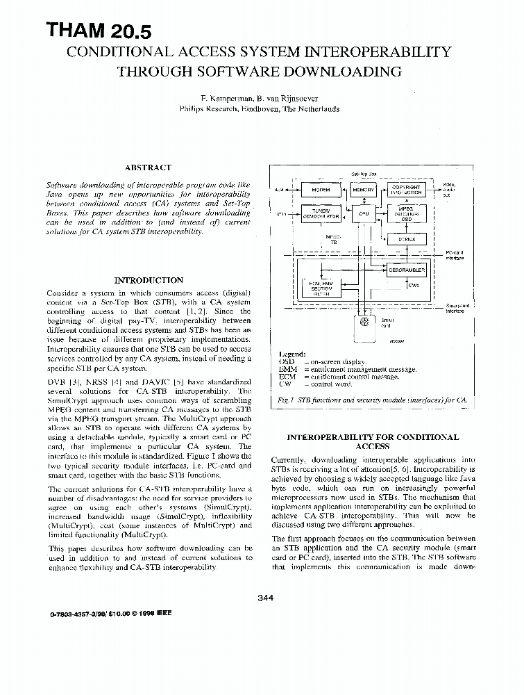 Conditional Access System Interoperability Through Software Downloading ...