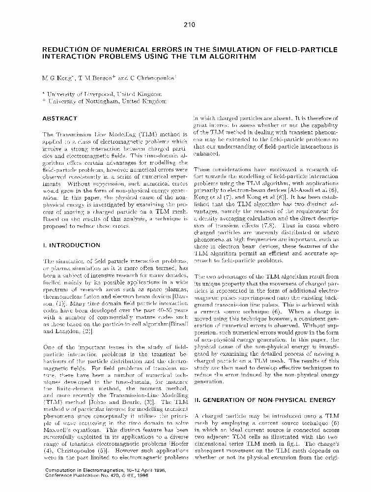 Reduction Of Numerical Errors In The Simulation Of Field-Particle Interaction Problems Using The ...