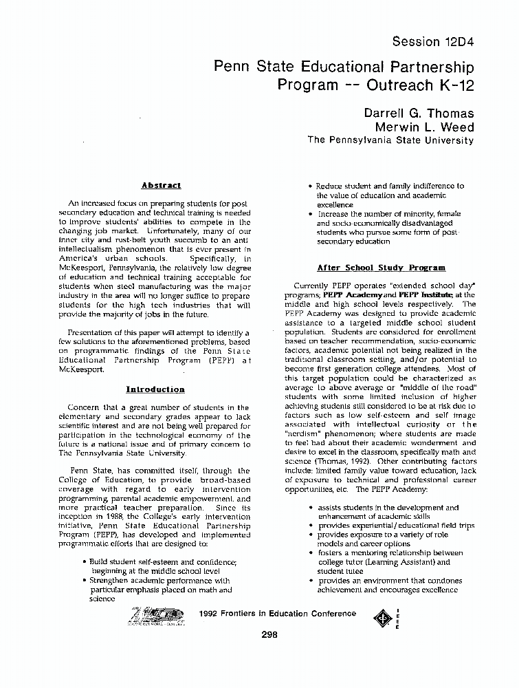 Penn State Educational Partnership Program -- Outreach K-12 | IEEE ...