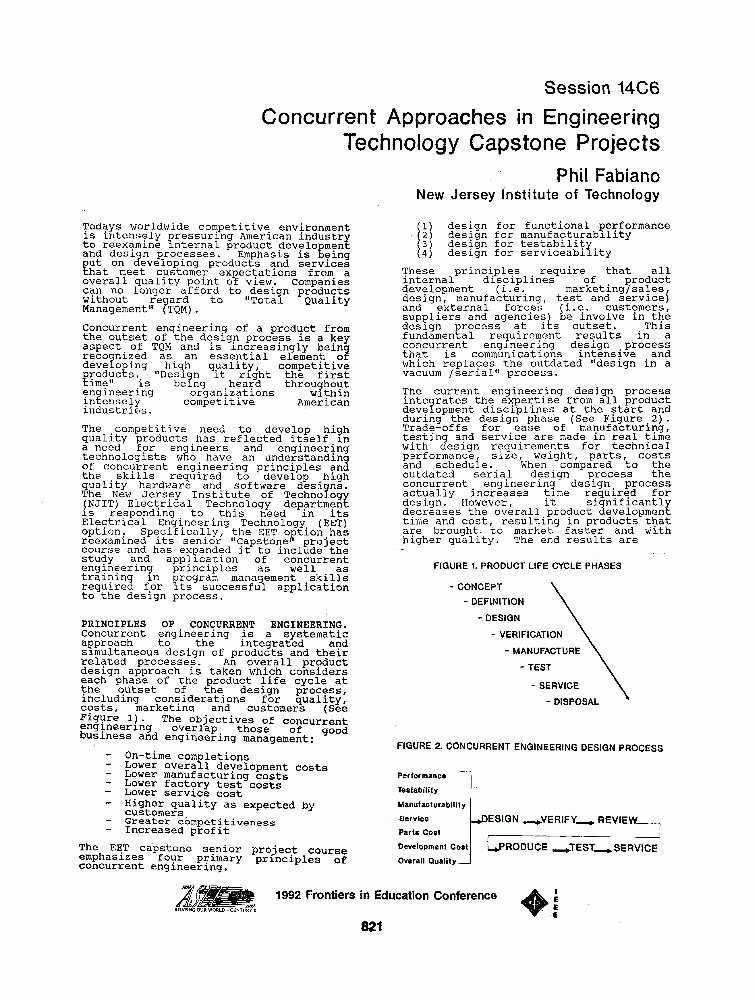 Concurrent Approaches In Engineering Technology Capstone Projects Ieee Conference Publication