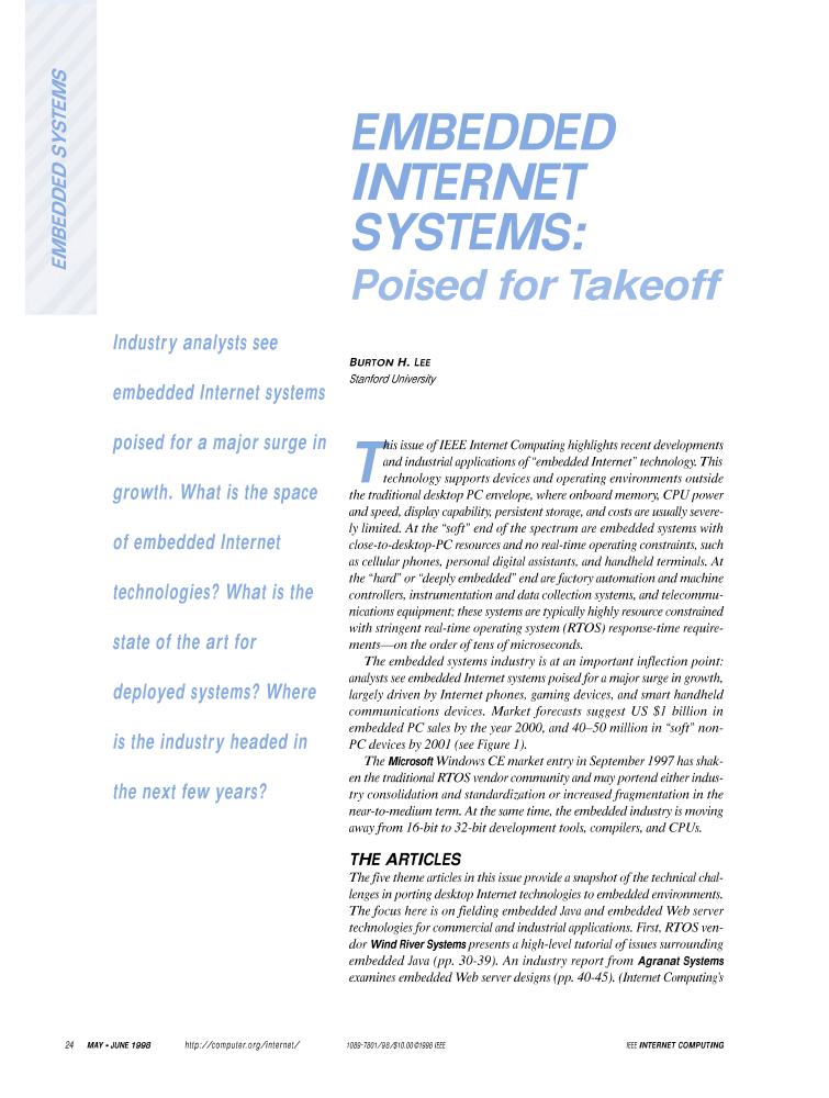 Embedded Internet Systems: Poised for Takeoff [Embedded Systems] | IEEE ...