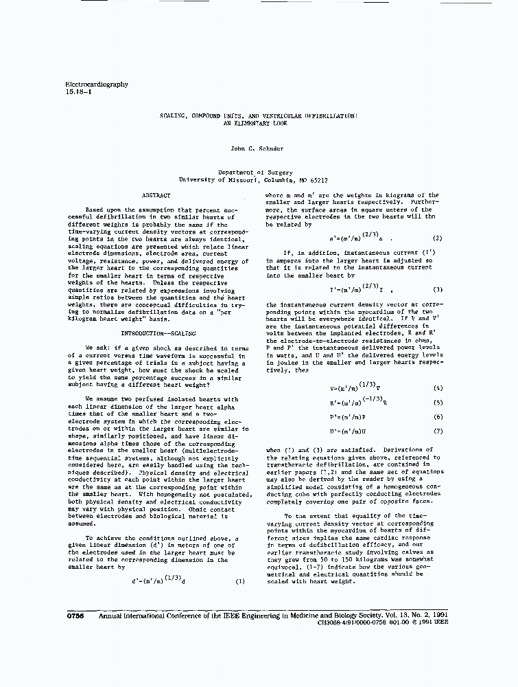 Scaling, Compound Units, And Ventricular Defibrillation: An Elementary ...