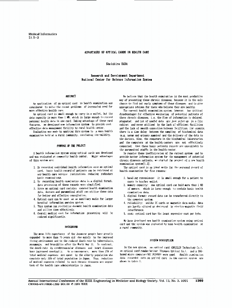 Advantages Of Optical Cards In Health Care | IEEE Conference ...