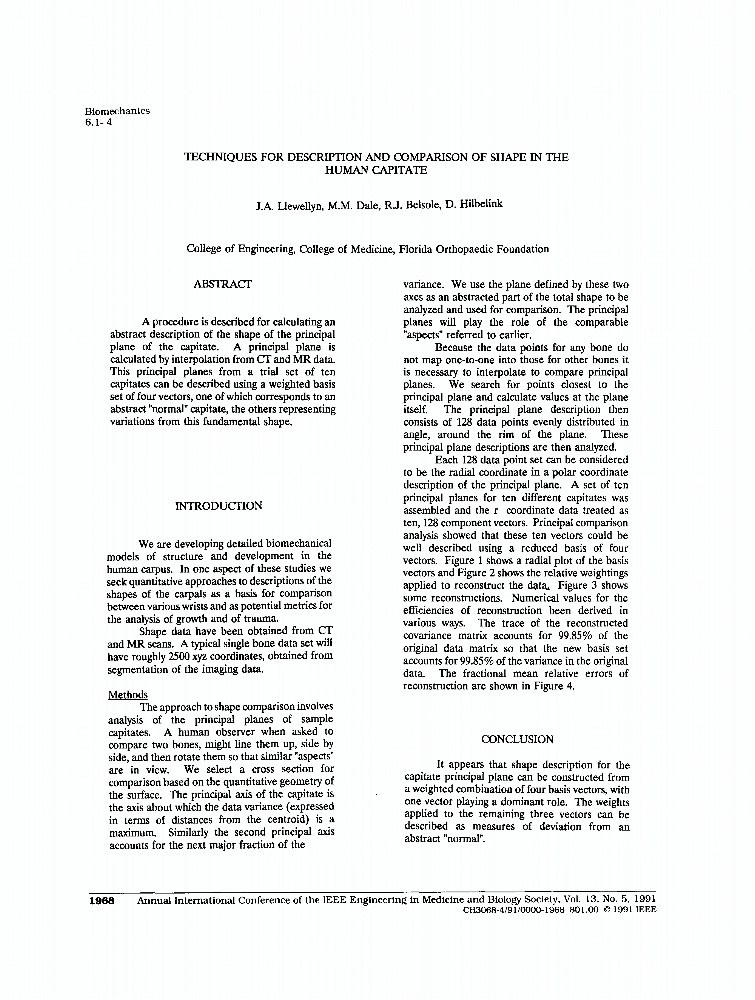 Techniques For Description And Comparison Of Shape In The Human ...