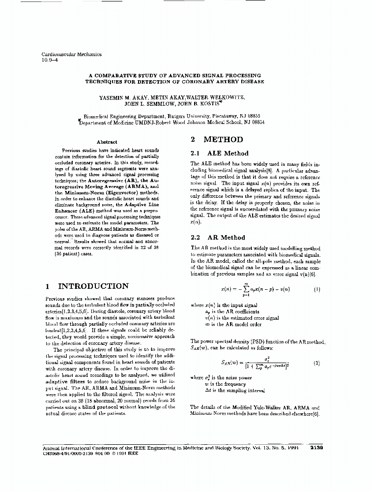 A Comparative Study Of Advanced Signal Processing Techniques For ...
