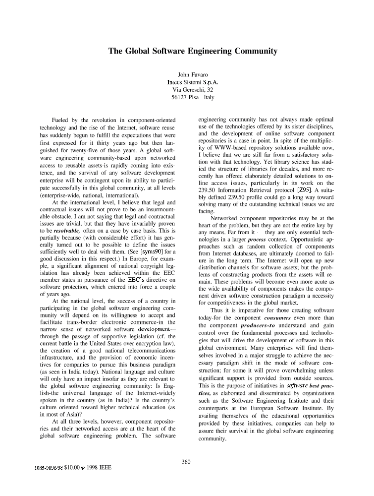 The Global Software Engineering Community | IEEE Conference Publication ...