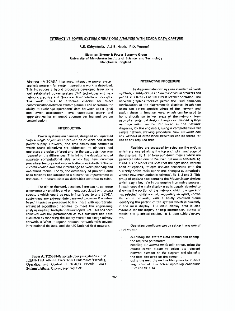 Interactive Power System Operations Analysis With Scada Data Capture Ieee Conference