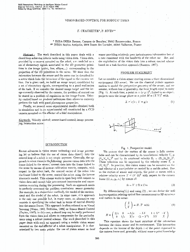 Vision-Based-Control for Robotic Tasks | IEEE Conference Publication | IEEE Xplore