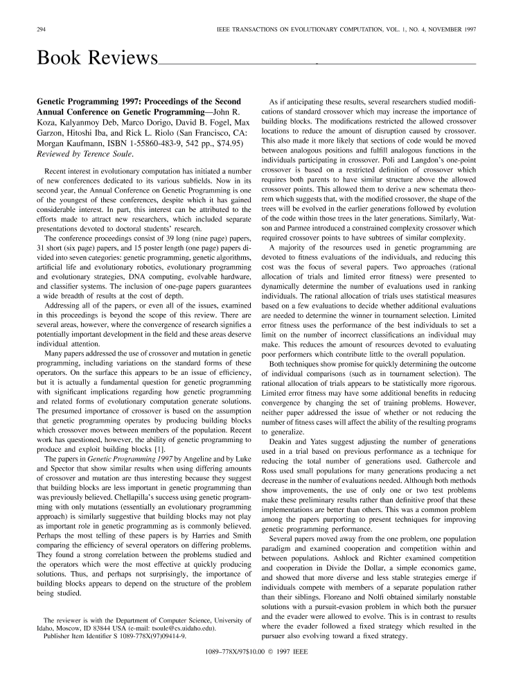 Genetic Programming 1997: Proceedings Of The Second Annual Conference On Genetic Programming ...