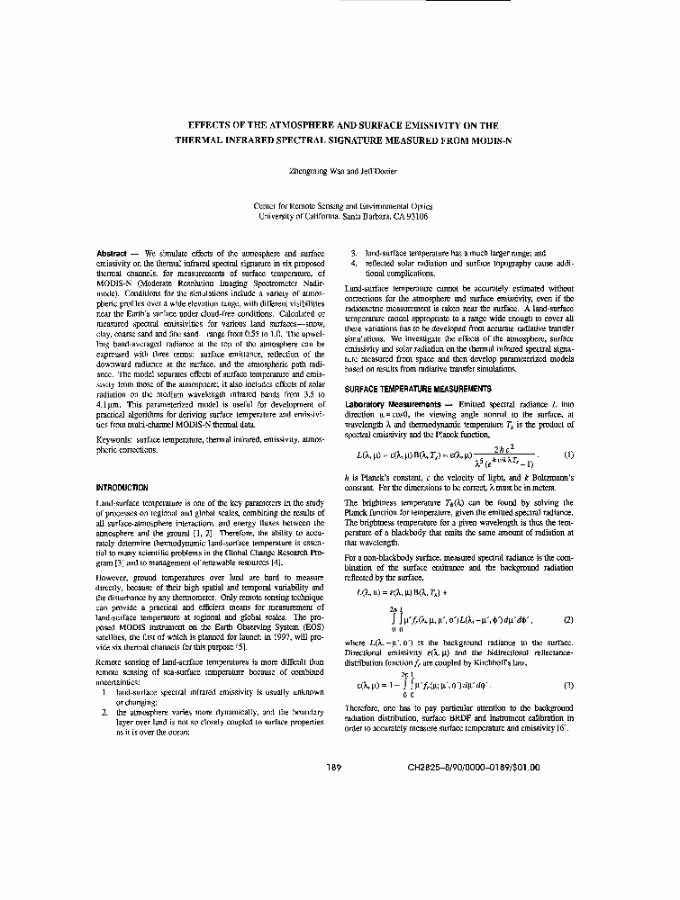 Effects Of The Atmosphere And Surface Emissivity On The Thermal ...