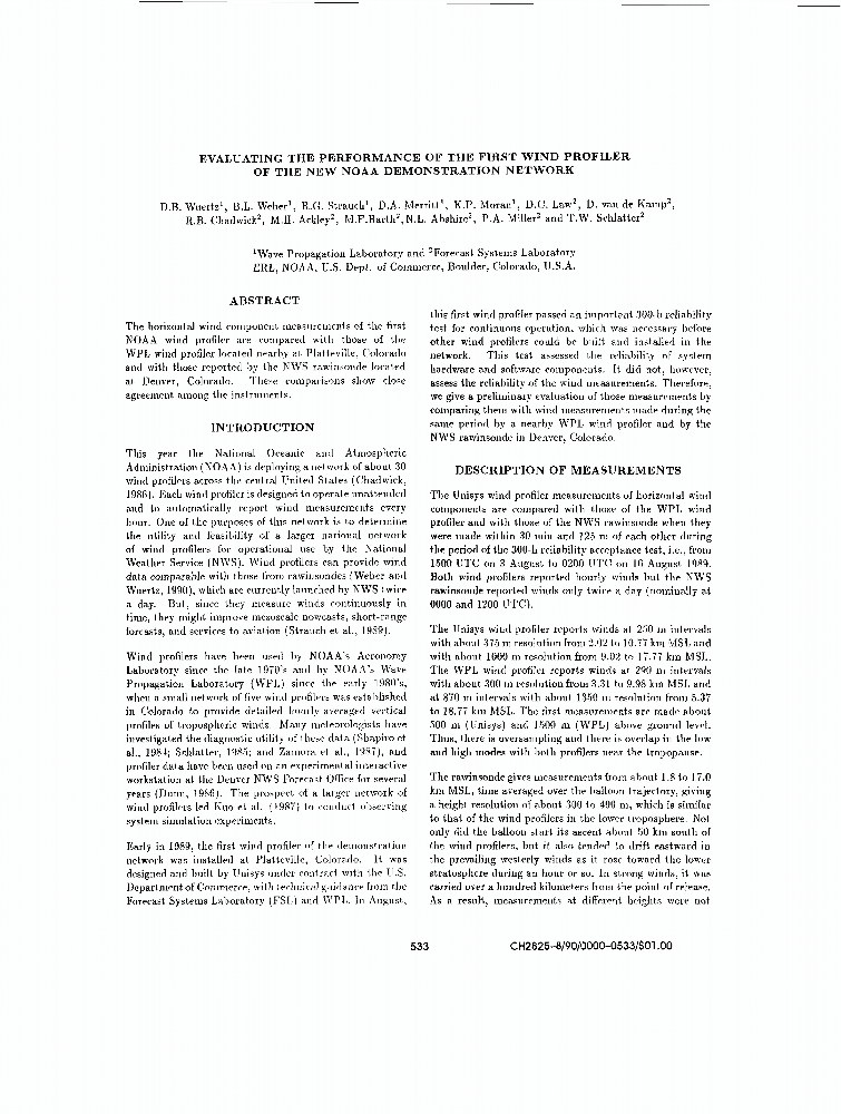 Evaluating The Performance Of The First Wind Profiler Of The New Noaa ...