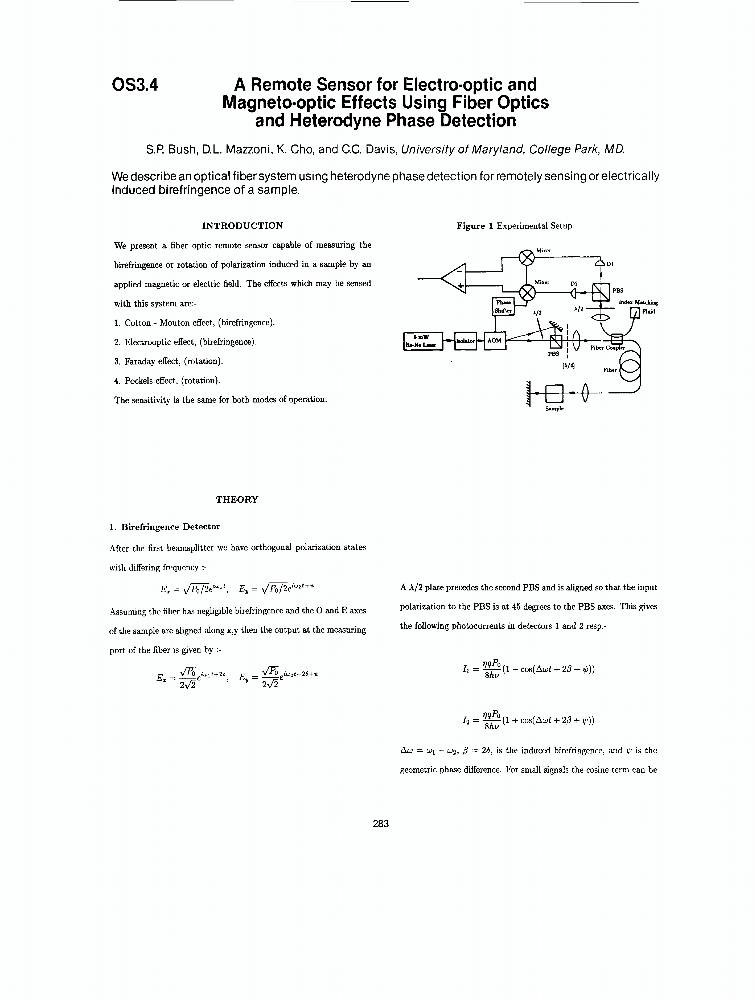 A Remote Sensor For Electro-optic And Magneto-optic Effects Using Fiber ...