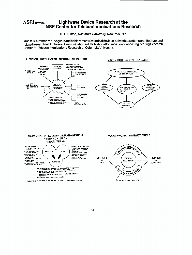 Lightwave Device Research At The NSF Center For Telecommunications ...