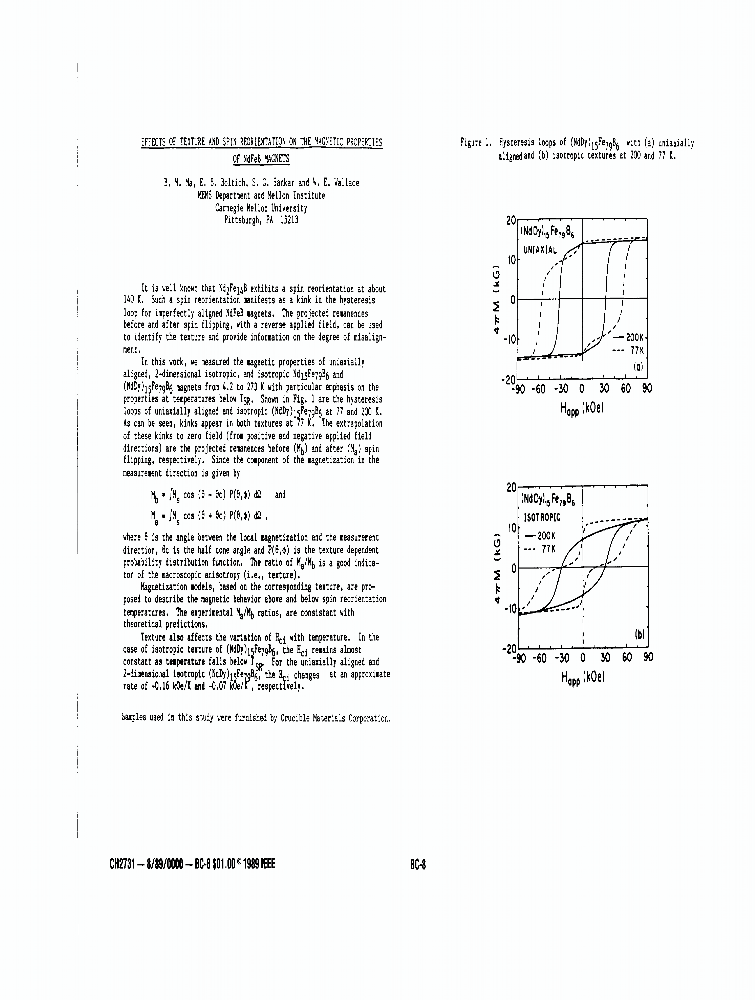 Effects of texture and spin reorientation on the magnetic properties of ...