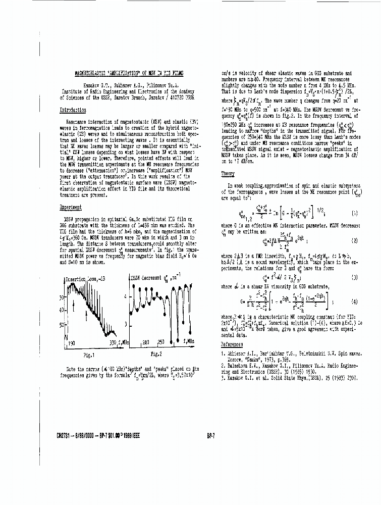 Magnetoelastic "amplification" of MSW in YIG films | IEEE Conference ...