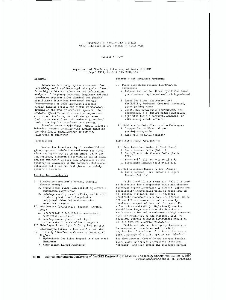 Impedances Of Sensor Like Systems Cells With Even Or Odd Numbers Of Interfaces Ieee