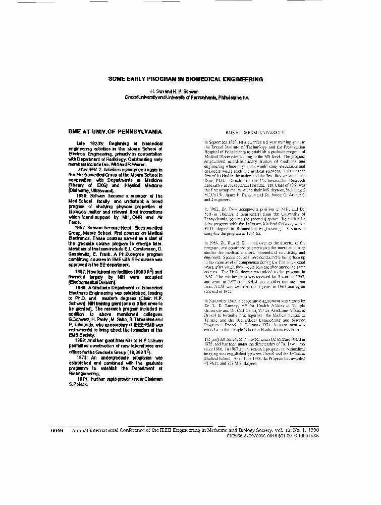 Some Early Program In Biomedical Engineering | IEEE Conference ...