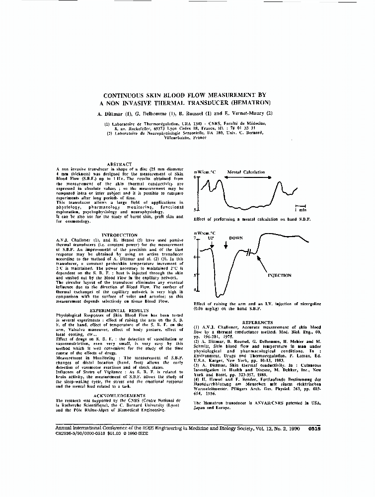 Continuous Skin Blood Flow Measurement By A Non Invasive Thermal ...