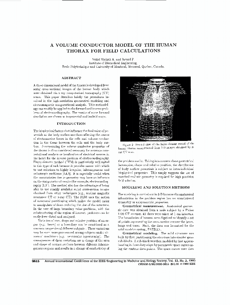 A Volume Conductor Model Of The Human Thorax For Field Calculations ...