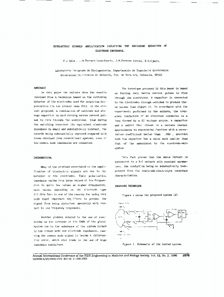 Bioelectric Signals Amplification Exploiting The Switching Behaviour Of Electrode Impedance