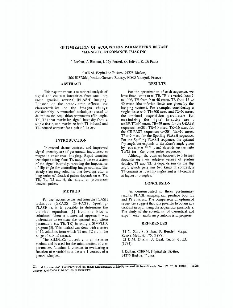 Optimization Of Acquisition Parameters In Fast Magnetic Resonance Imaging | IEEE Conference ...