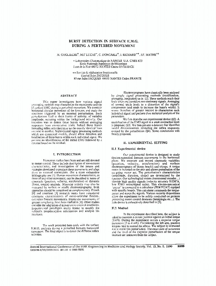Burst Detection In Surface E.M.G. During A Perturbed Movement | IEEE Conference Publication ...