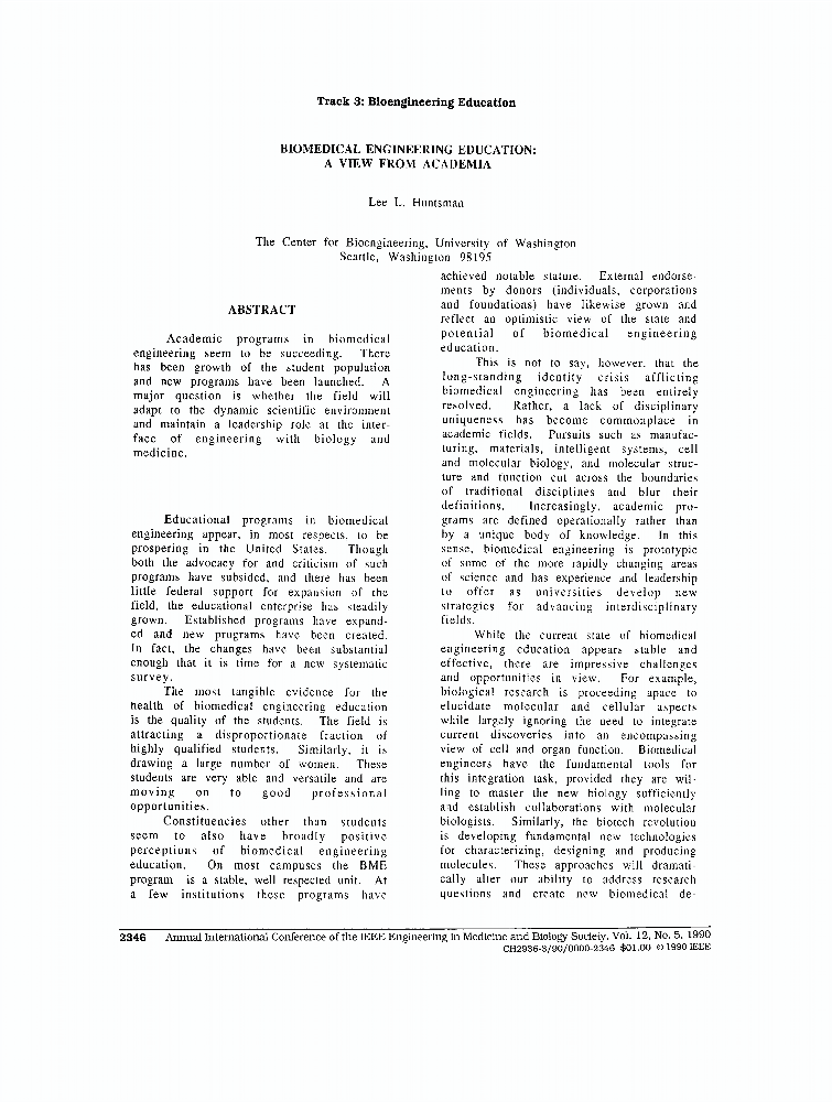 Biomedical Engineering Education: A View From Academia | IEEE ...