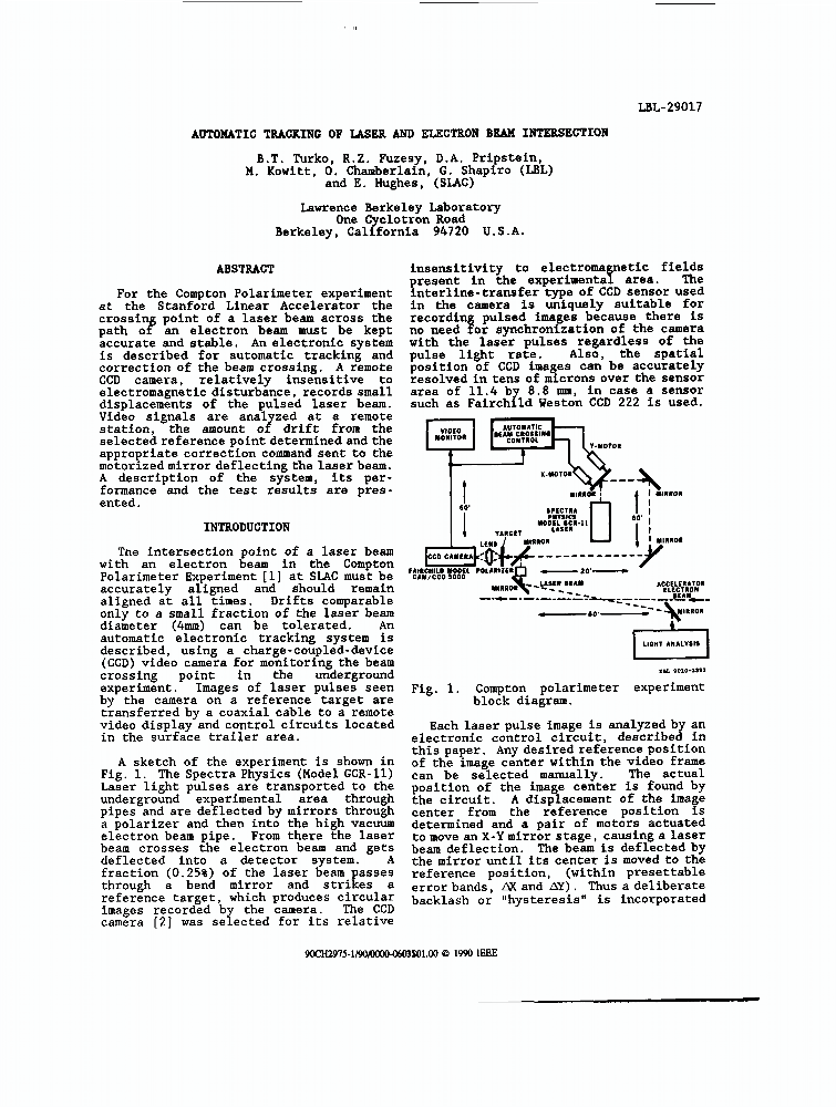 Automatic Tracking Of Laser And Electron Beam Intersection | IEEE ...